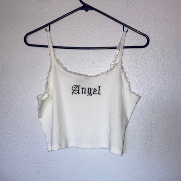 SHEIN | Tops | Angel Embroidered White Crop Top | Poshmark